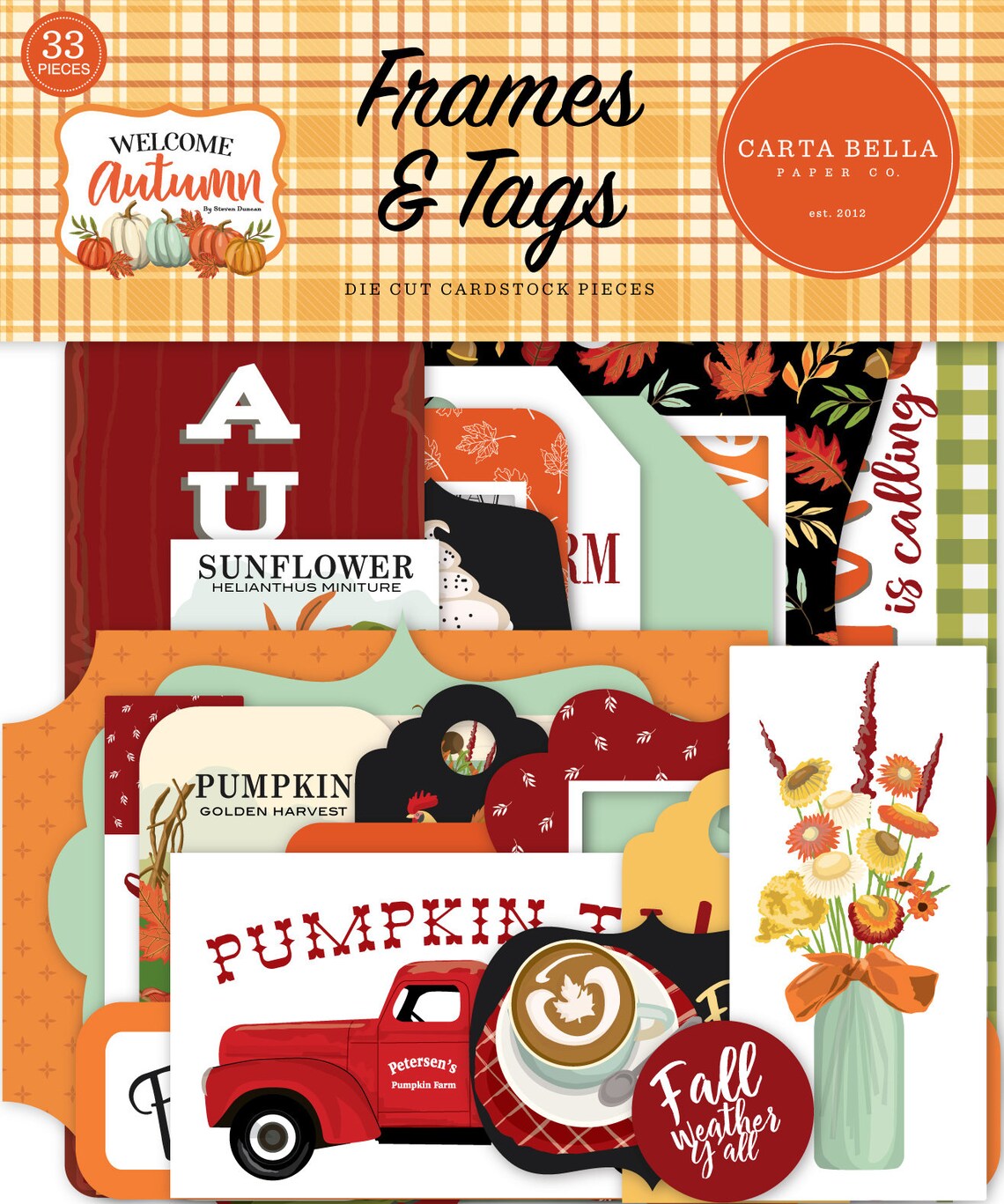 Carta Bella WELCOME Autumn Collection Frames & Tags, 33 Pieces, Fall ...