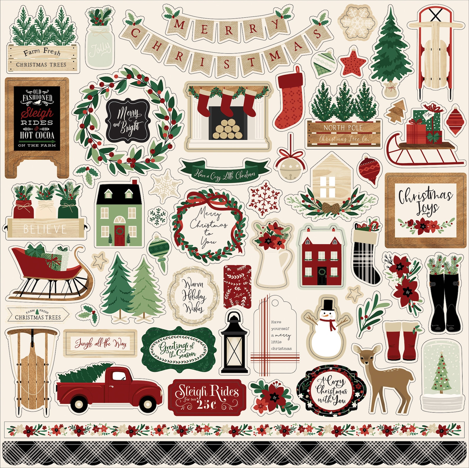 Echo Park Paper Co. A Cozy Christmas Collection Kit, Twelve 12X12 ...