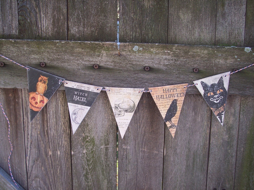 Mini Retro/vintage Halloween Banner Strung on Halloween Baker's Twine ...