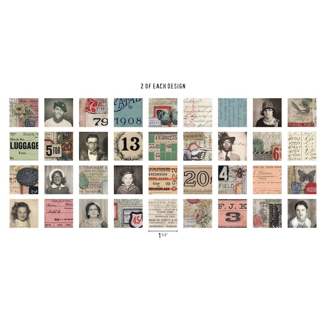 Tim Holtz Idea-ology Collage Tiles, 72 Pieces, Square Paper Snippets ...