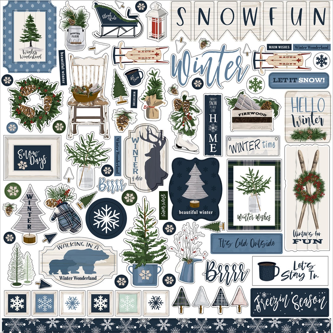 Carta Bella WELCOME Winter Collection 12X12 Sticker Sheet, Winter/snow ...