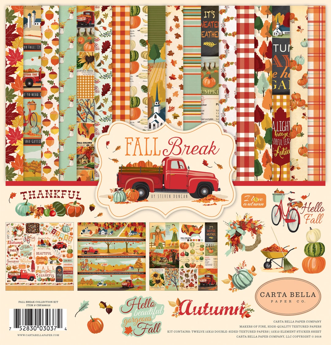 Carta Bella Paper Co. FALL Break Collection Kit, Twelve 12X12 Double ...