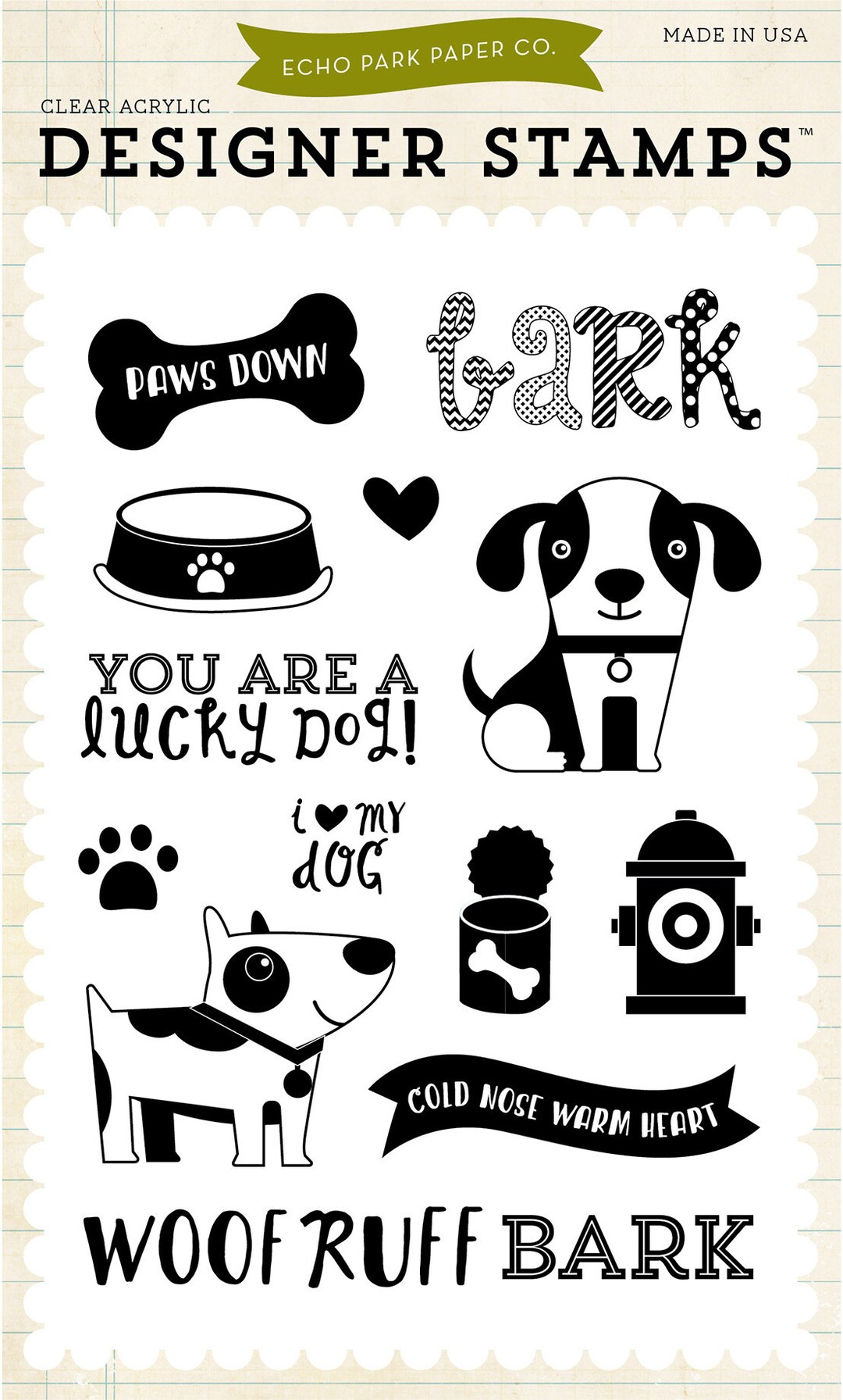 Echo Park "lucky Dog" Designer Stamps, A Dog's Tail Collection, Dog ...