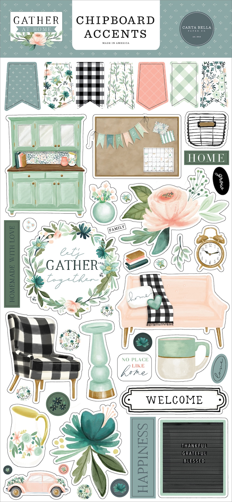Carta Bella Gather AT HOME Collection Chipboard Accents, Home/welcome ...