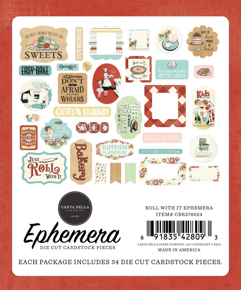 Carta Bella ROLL With It Collection Ephemera, 34 Pieces Die Cut ...