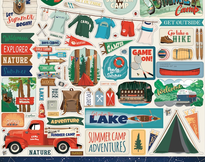 Carta Bella Paper Co. SUMMER Camp 12X12 Sticker Sheet - Etsy