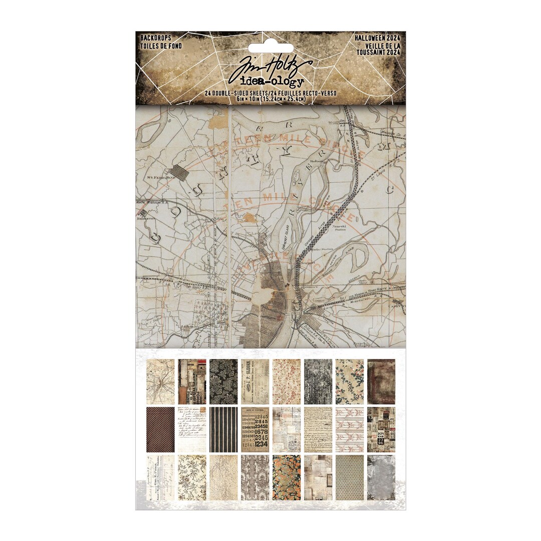 Tim Holtz Idea-ology Backdrops Halloween 2024, 6" X 10" Double-sided ...