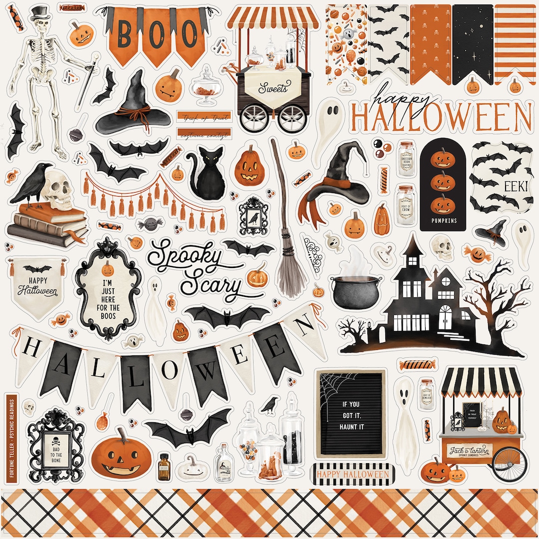 Carta Bella Paper Co. HALLOWEEN Market 12X12 Sticker Sheet, Modern ...