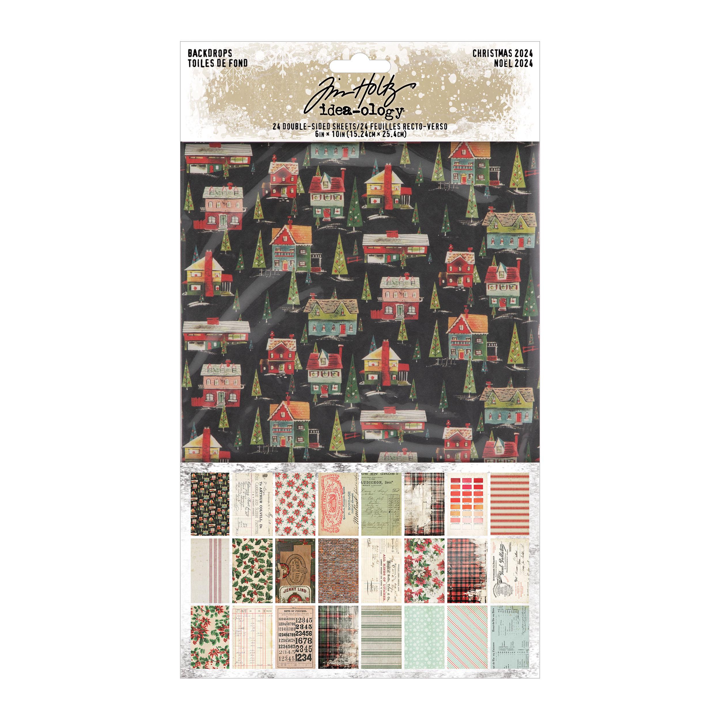 Tim Holtz Idea-ology Backdrops Christmas 2024, 6" X 10" Double-sided ...