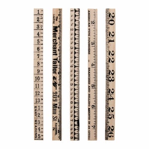 Tim Holtz Idea-ology Ruler Pieces, 5 Pieces, Vintage Inspired Wood Mini ...