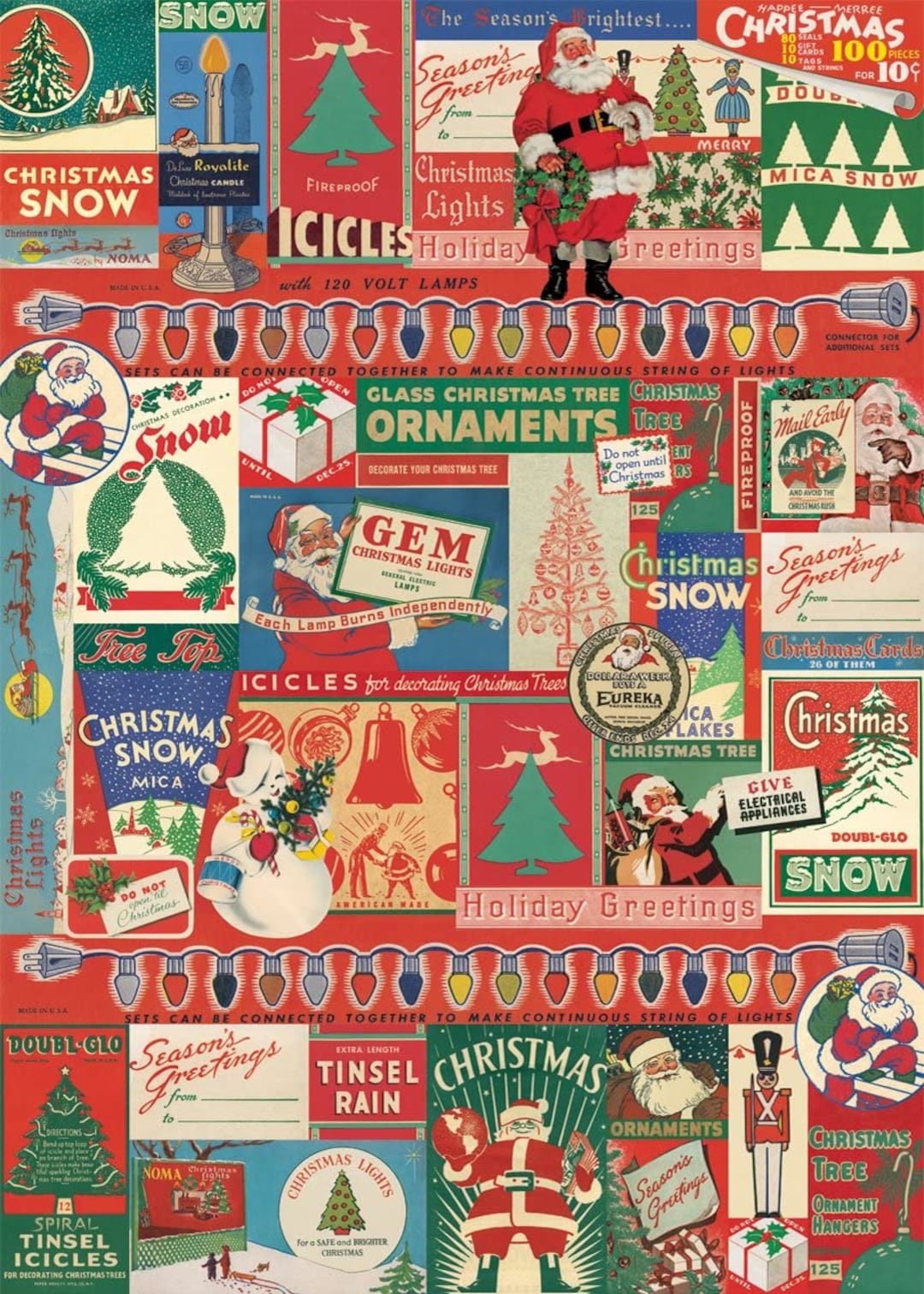 Vintage Christmas Poster, Cavallini & Co. Decorative Wrap Sheet ...