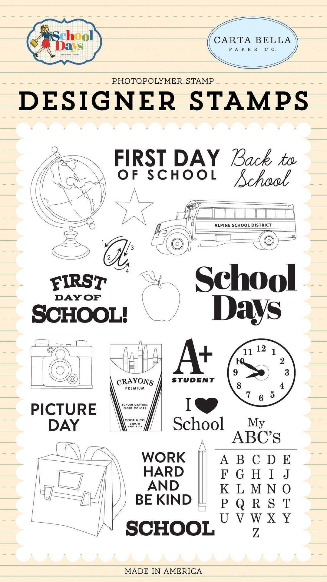 Carta Bella Designer Stamps, School Days Collection Stamps, School Days ...