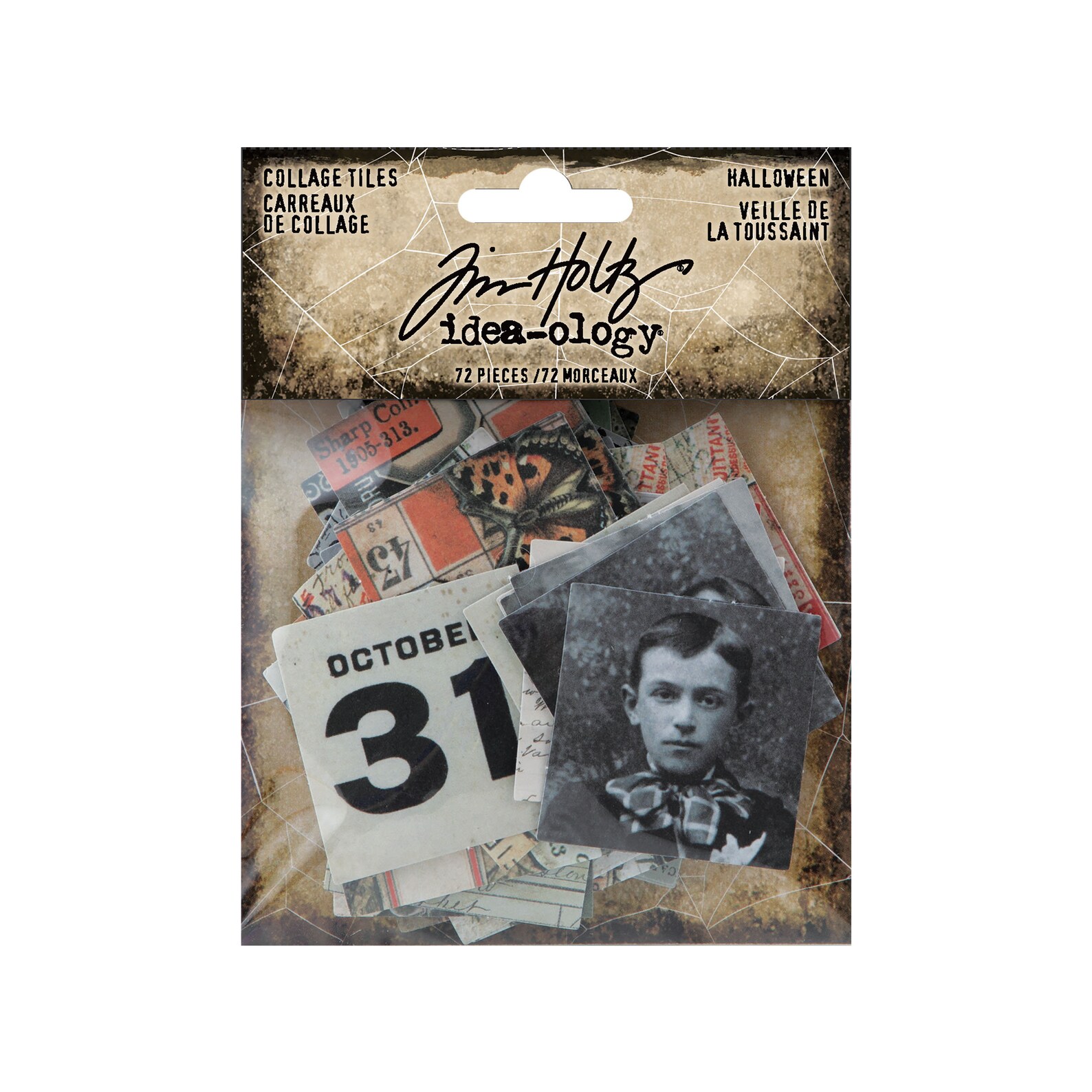 Tim Holtz Idea-ology Halloween Collage Tiles, 72 Pieces, Square Paper ...