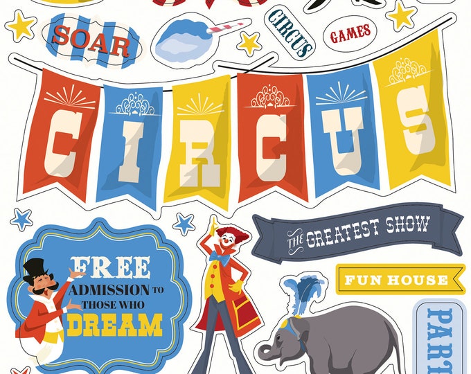 Carta Bella CIRCUS Collection, Adhesive Chipboard Accents, Vintage ...