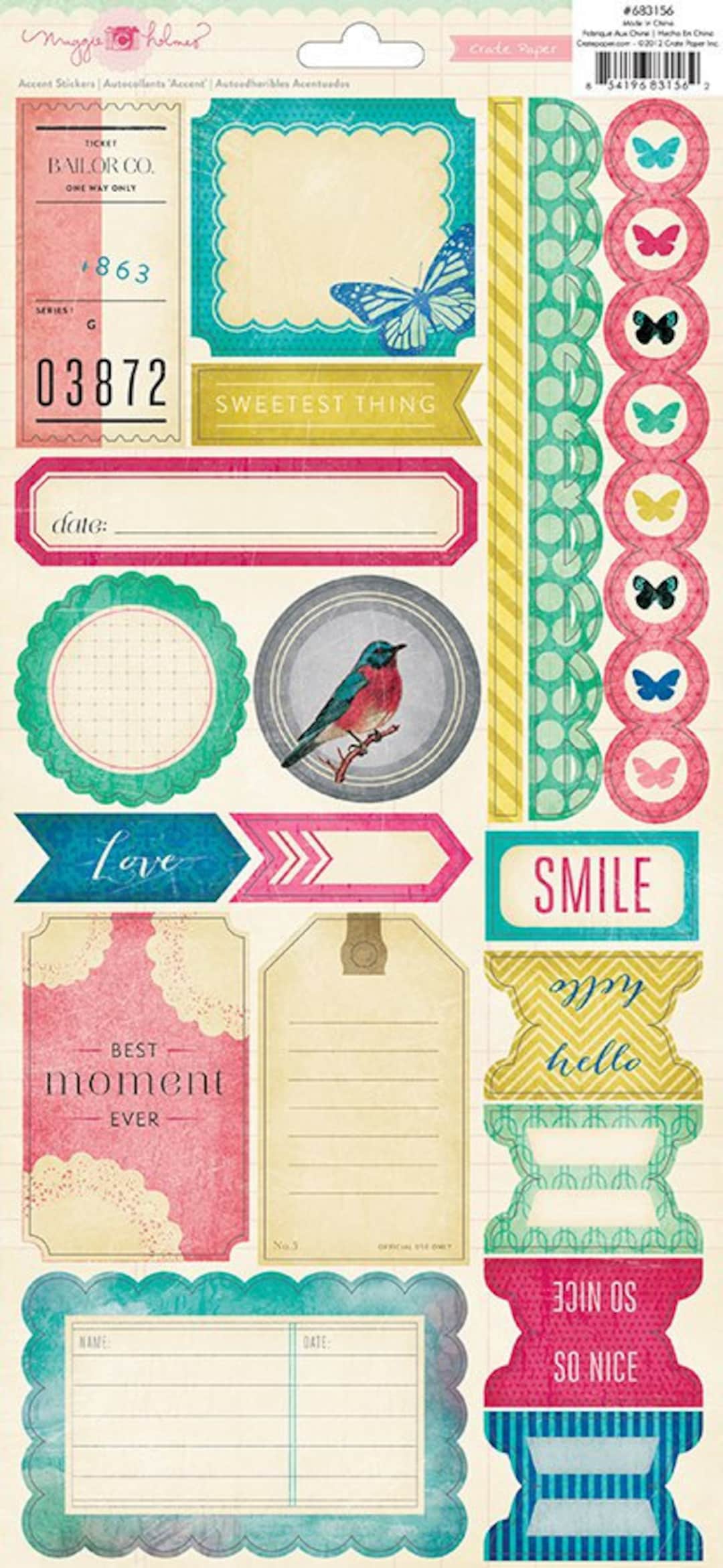 Crate Paper Maggie Holmes Stickers, Labels and Borders, 6X12 Sticker ...