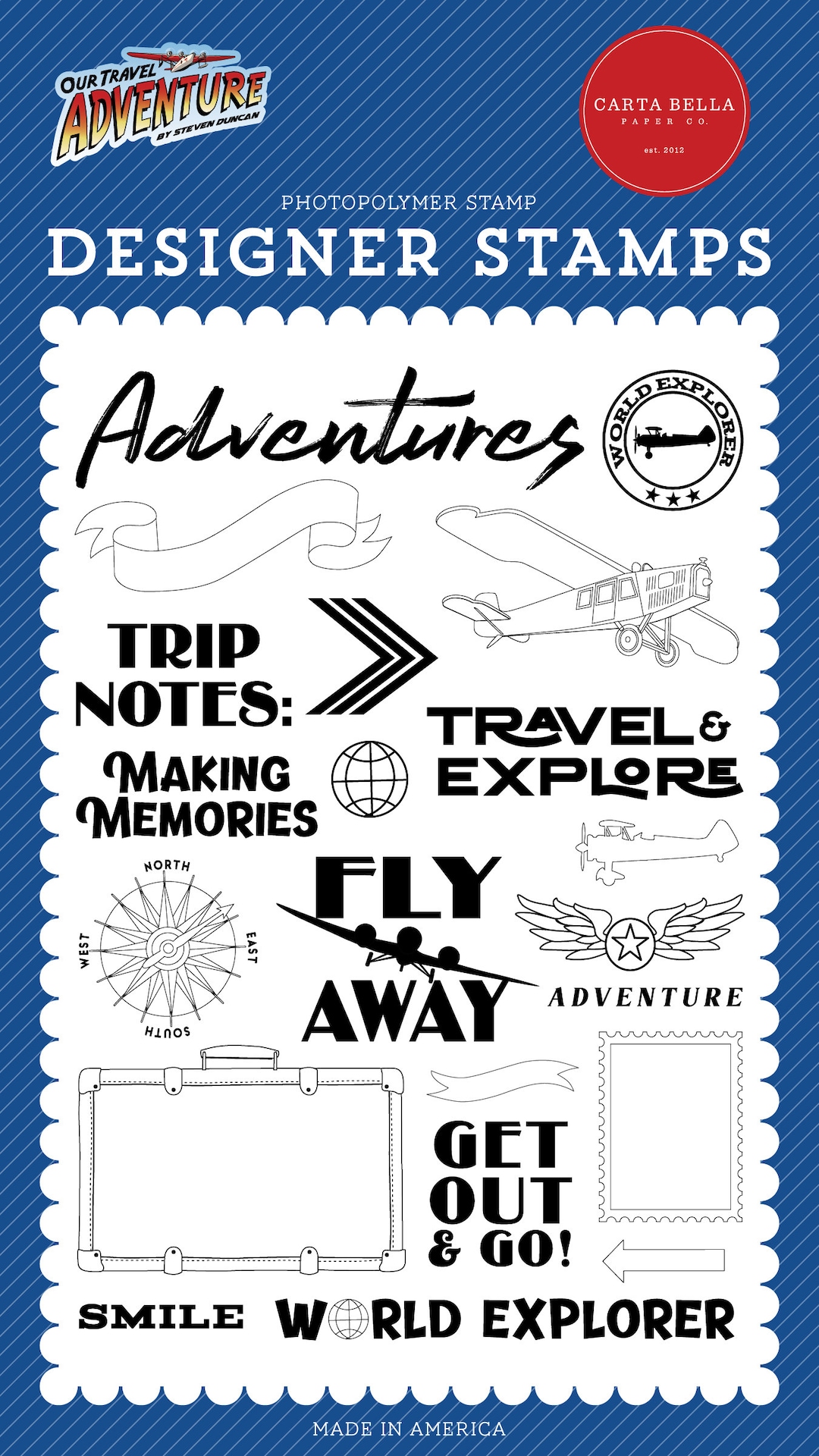 Carta Bella Designer Stamps, Our Travel ADVENTURE Collection Stamps ...