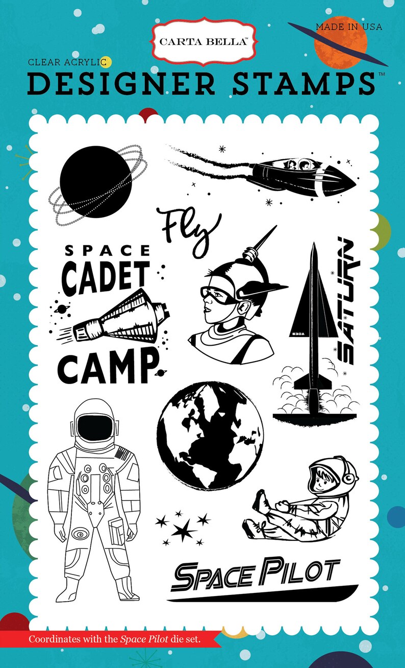 Carta Bella Designer Stamps, SPACE Academy Collection, "space Pilot ...
