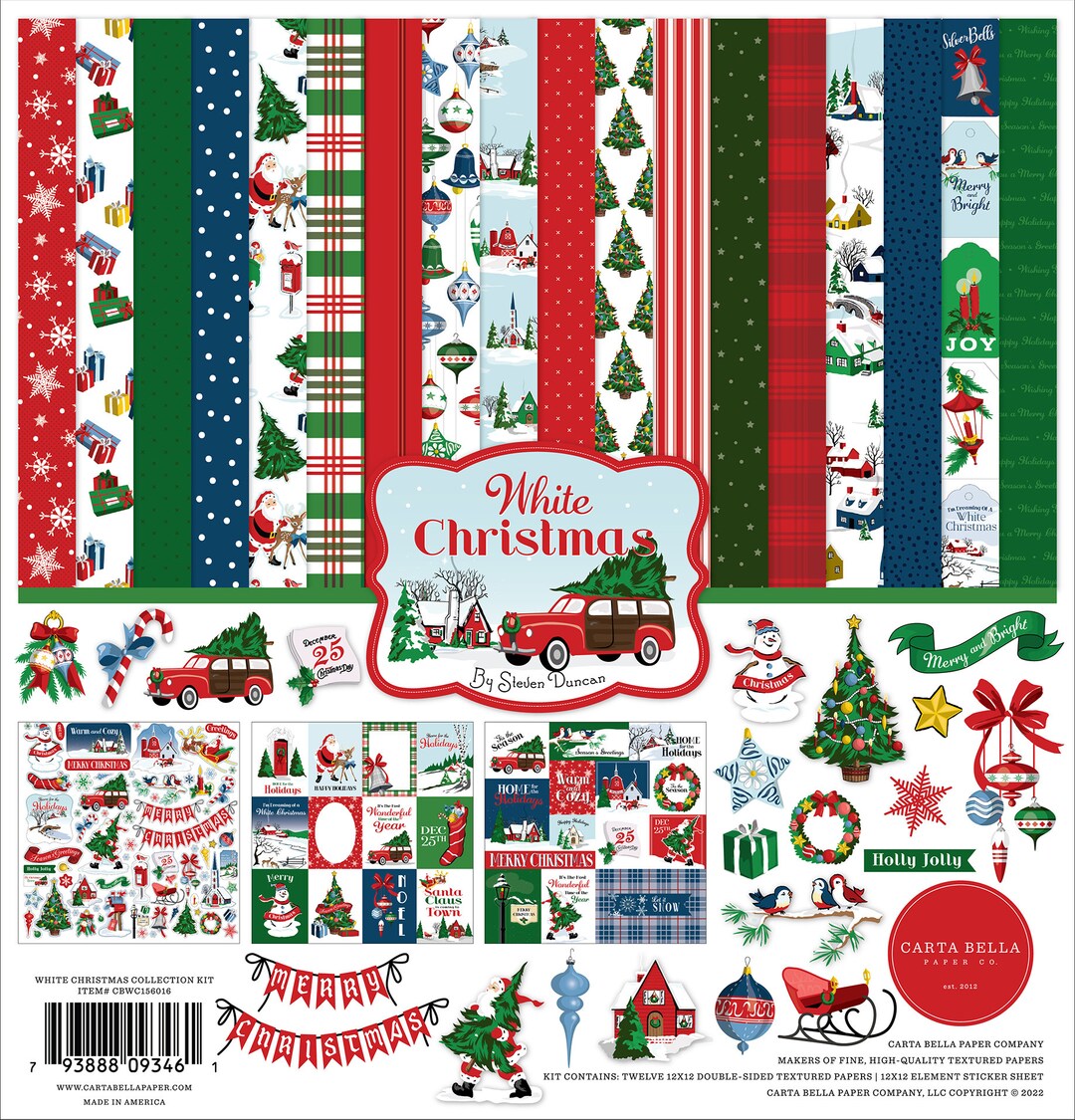 Carta Bella Paper Co. White Christmas Collection Kit, Twelve 12X12 ...