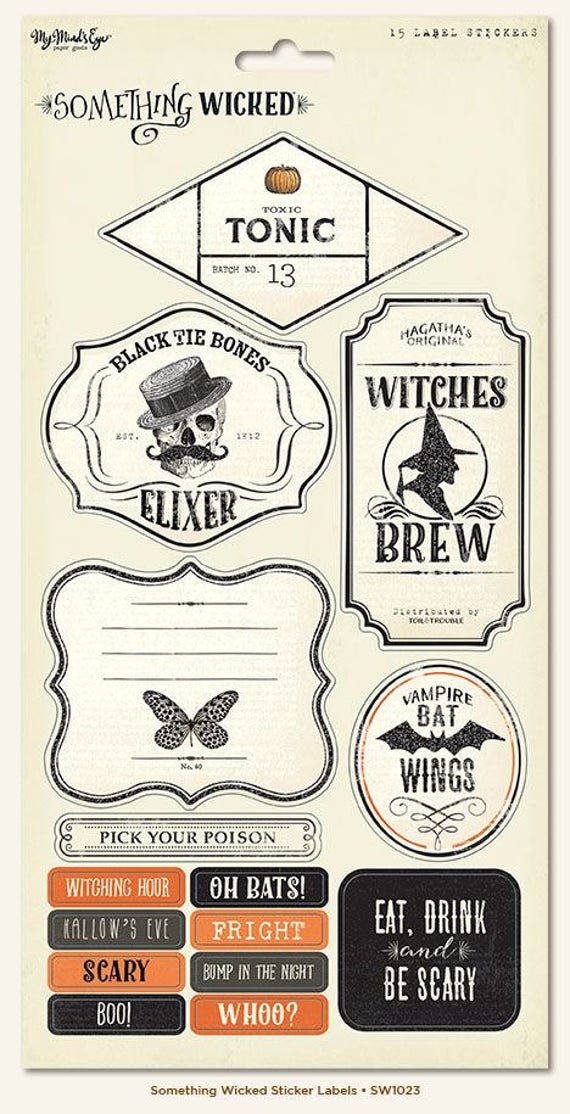 My Mind's Eye Something Wicked Label Stickers 15 - Etsy