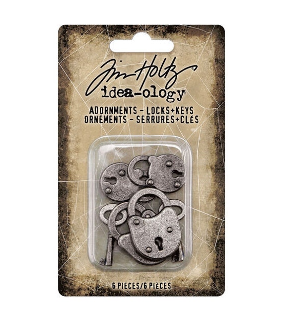 Tim Holtz Idea-ology Adornments Locks & Keys 6 Pieces - Etsy