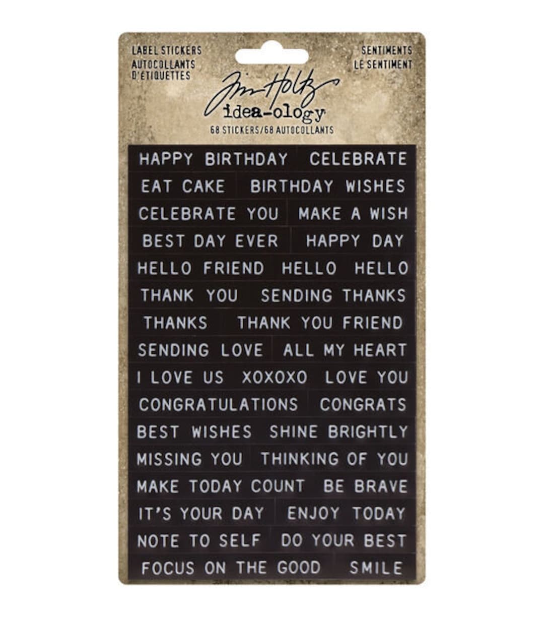 Tim Holtz Idea-ology Label Stickers, "sentiments", 2 Sheets, Tim Holtz ...