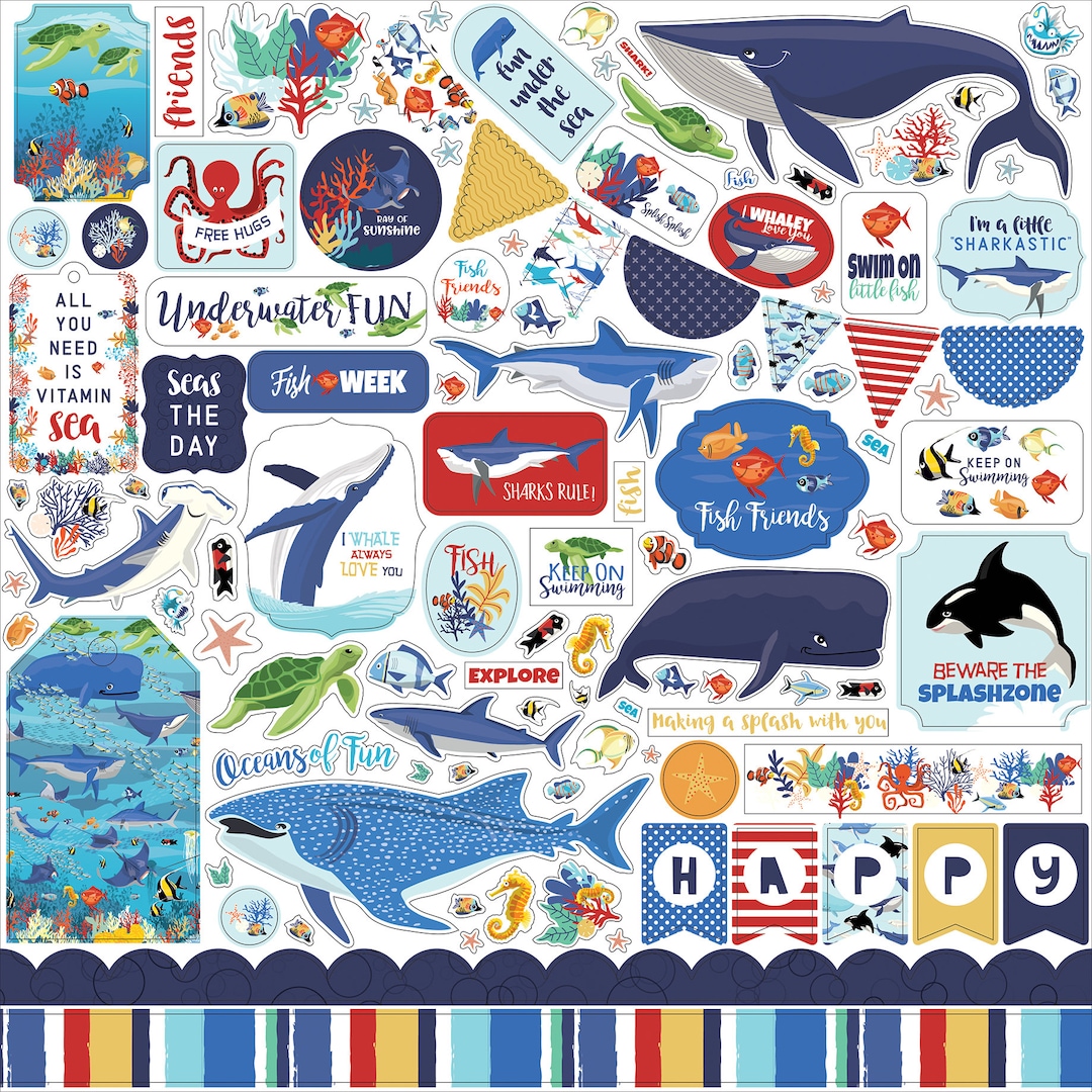 Carta Bella Paper Co. FISH Are FRIENDS 12X12 Sticker Sheet, Aquarium ...