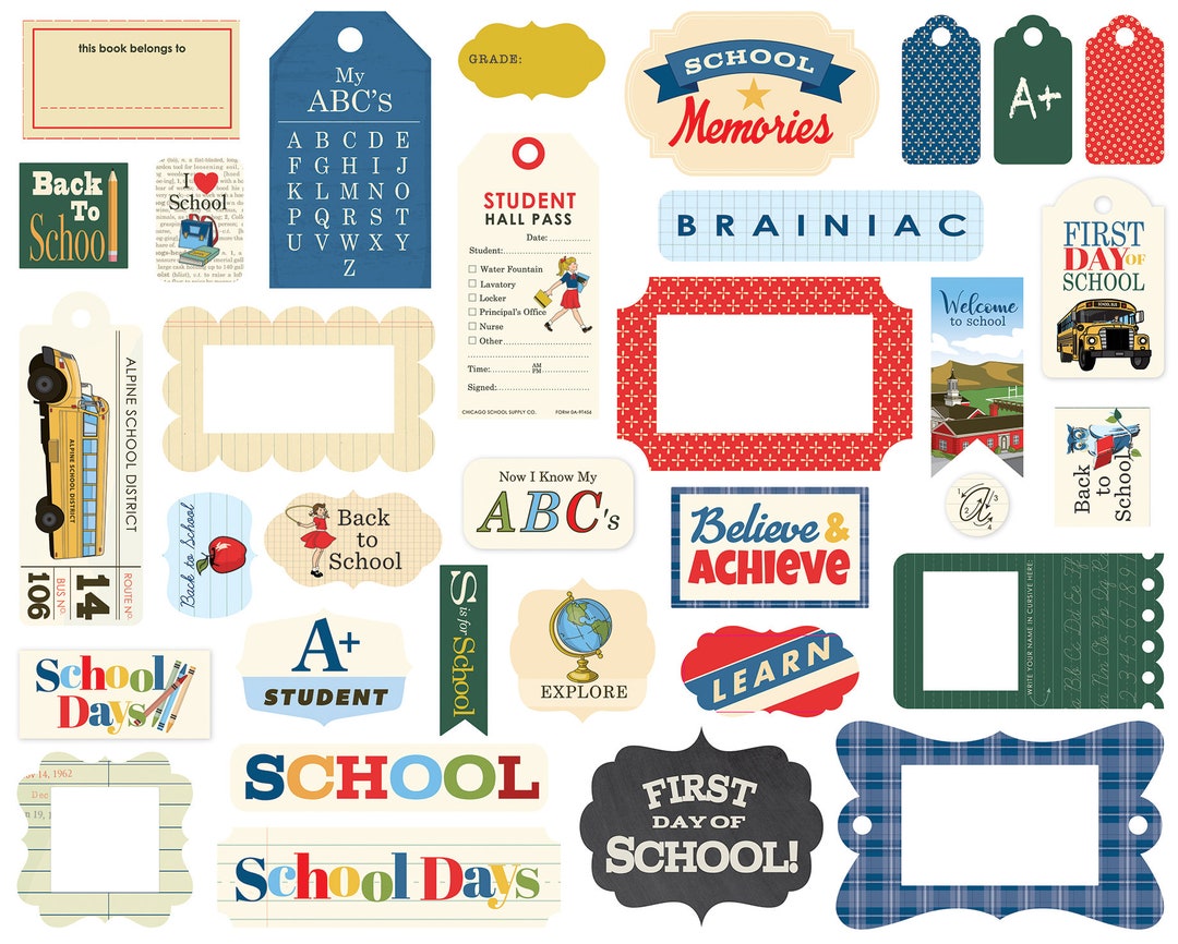 Carta Bella School Days Collection Ephemera, "frames and Tags" 33 ...