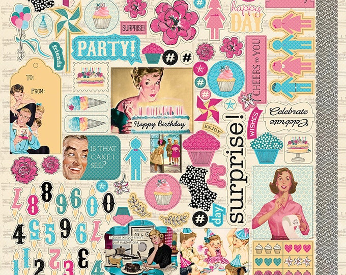 AUTHENTIQUE Party Collection 12 X 12 details Sticker Sheet, Retro ...
