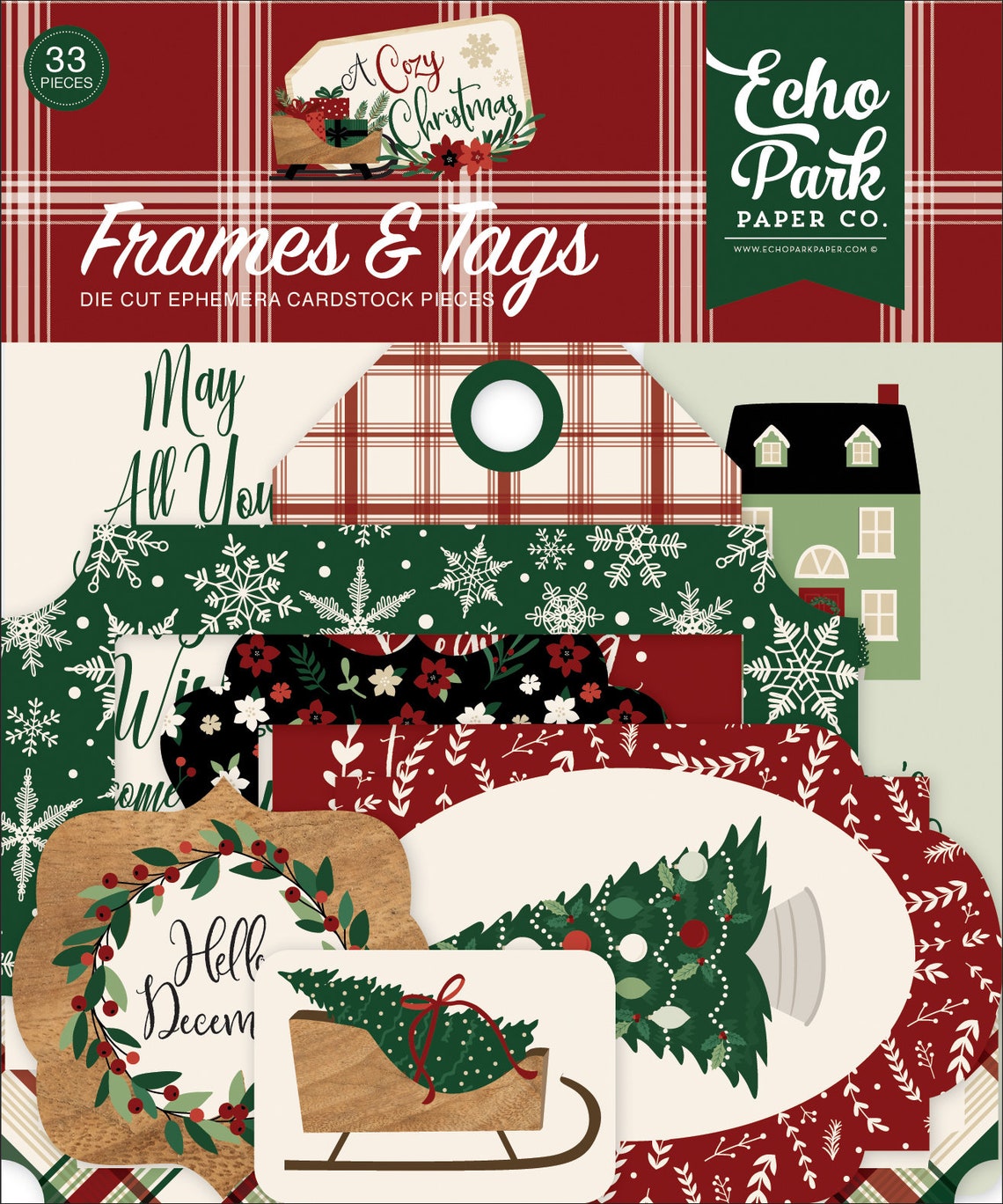 Echo Park Paper Co. A Cozy Christmas Collection Frames & Tags - Etsy