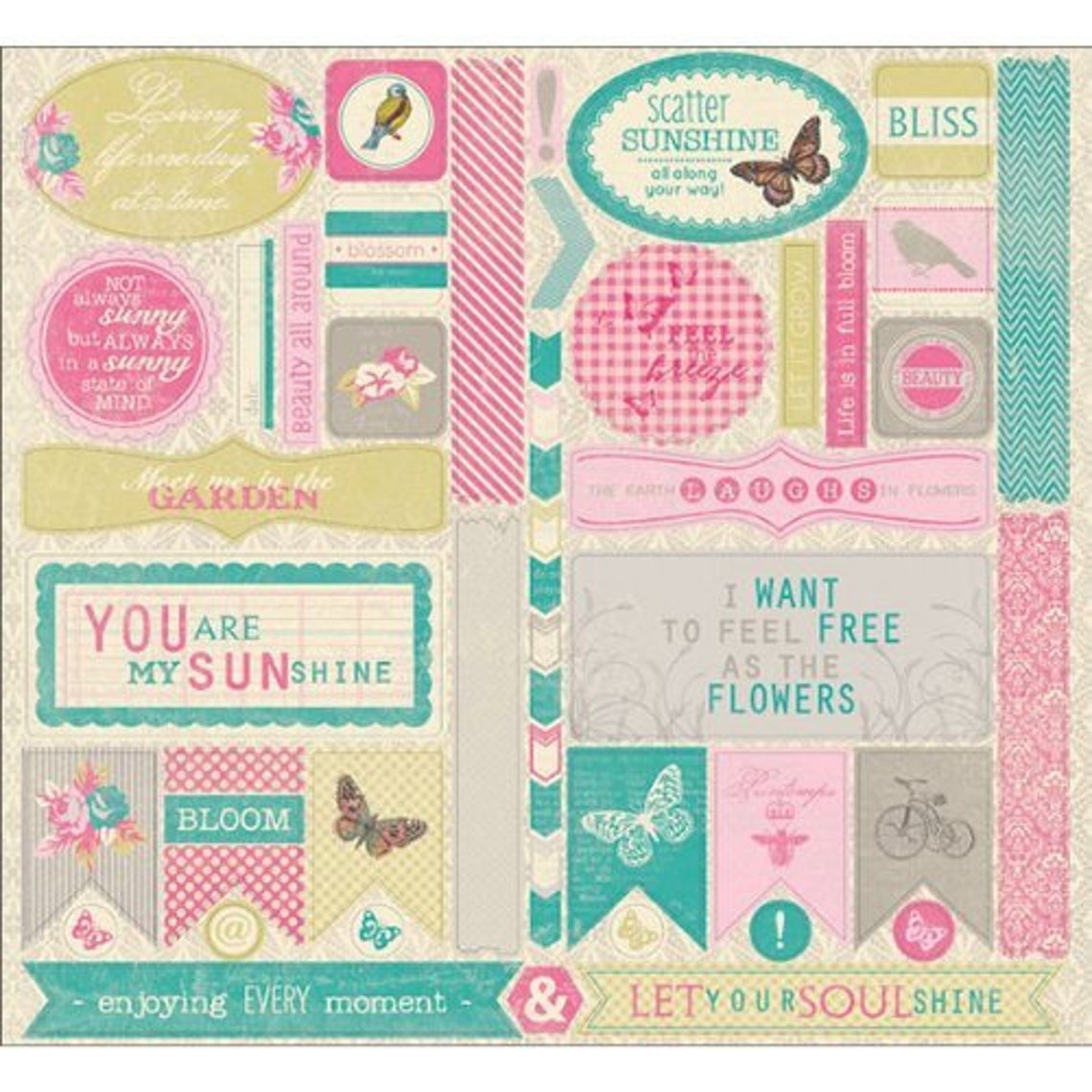 AUTHENTIQUE Flourish Collection 12 X 12 Sticker Sheet Details - Etsy