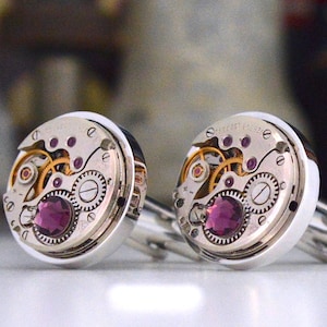 Steampunk Watch Cufflinks, Vintage Clockwork Watch Movement Cuff Links ...