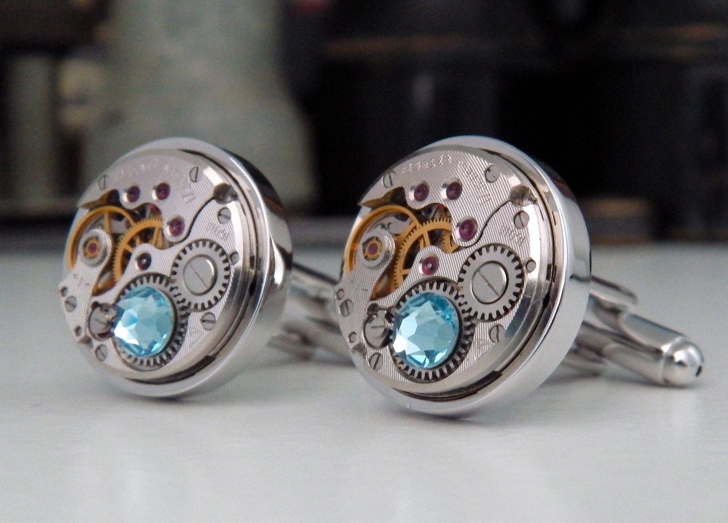 Steampunk Cufflinks with Vintage Watch Mechanisms & | Etsy