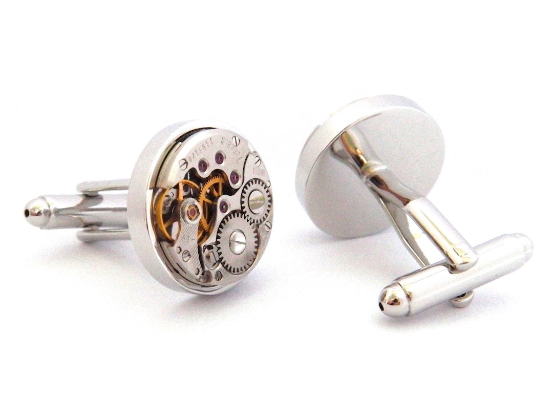 Watch Movement Cufflinks. Round Cuff Links, Handmade With Vintage Watch ...