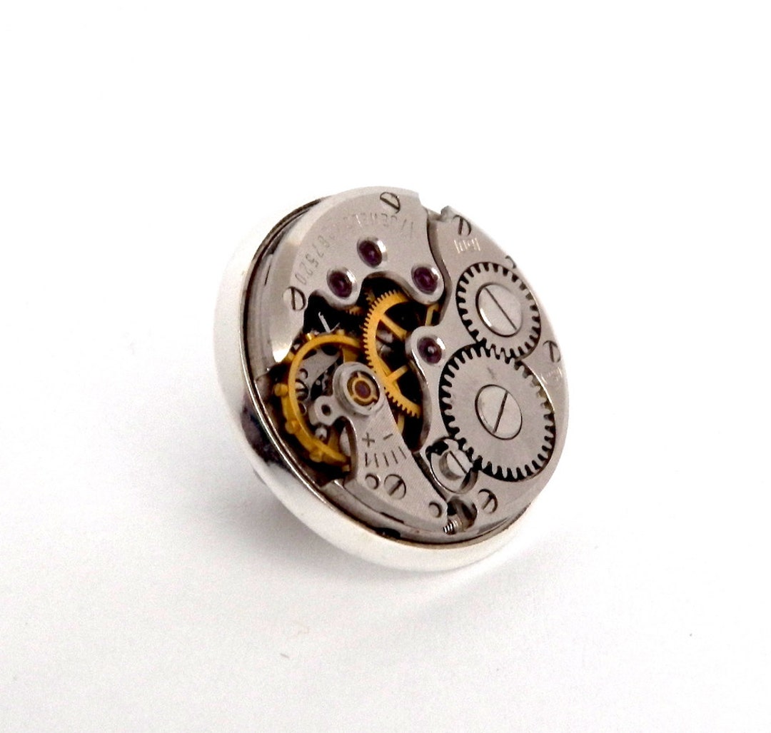 Steampunk Lapel Pin Badge, With Watch Mechanics. Silver Tone - Etsy