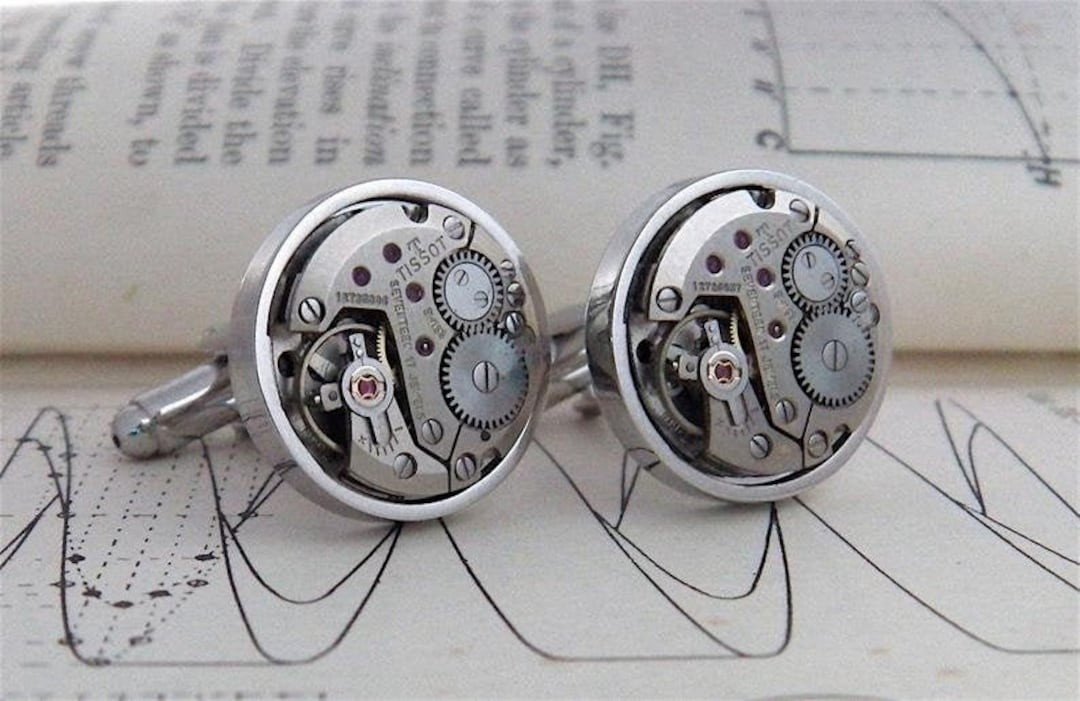Tissot Cufflinks, Swiss Watch Mechanism Cuff Links for Steampunk Fans ...