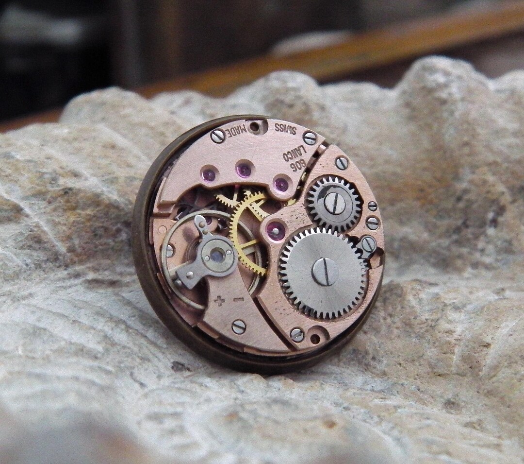 Steampunk Lapel Pin Badge, With Watch Mechanics. Copper Colour Vintage ...