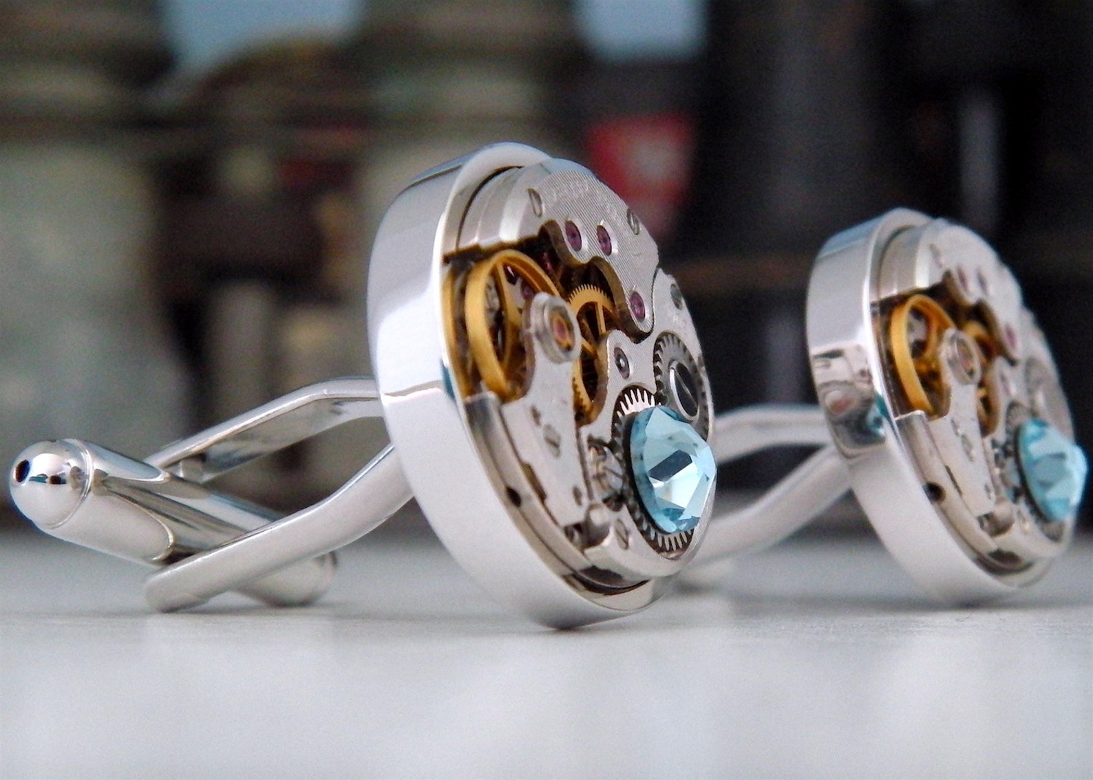 Steampunk Cufflinks With Vintage Watch Mechanisms & | Etsy UK