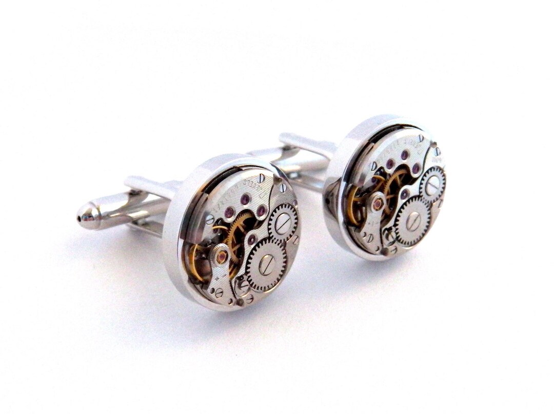 Cufflinks: Steampunk Watch Cufflinks, Vintage Clockwork Watch Movement ...