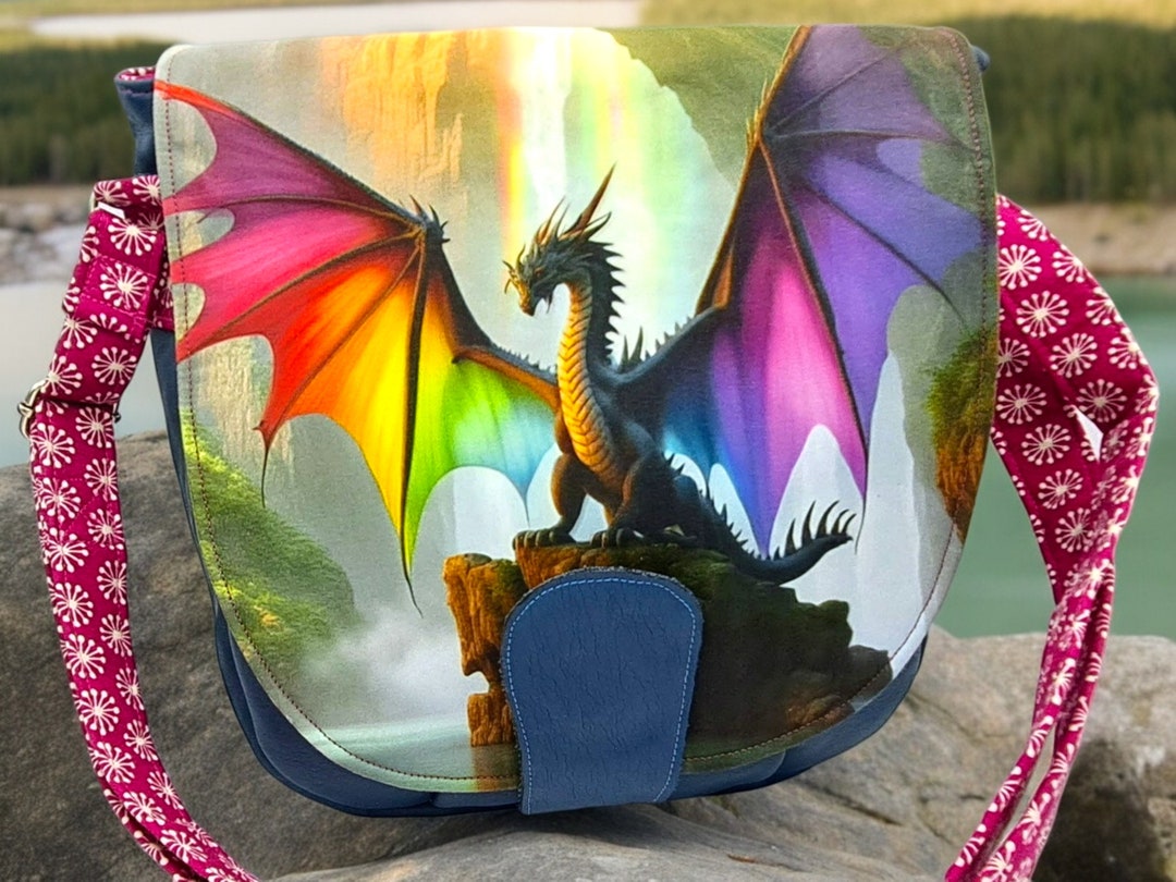 Rainbow Dragon Saddlebag Crossbody Handbag, Dragon Fantasy Reader Gift ...