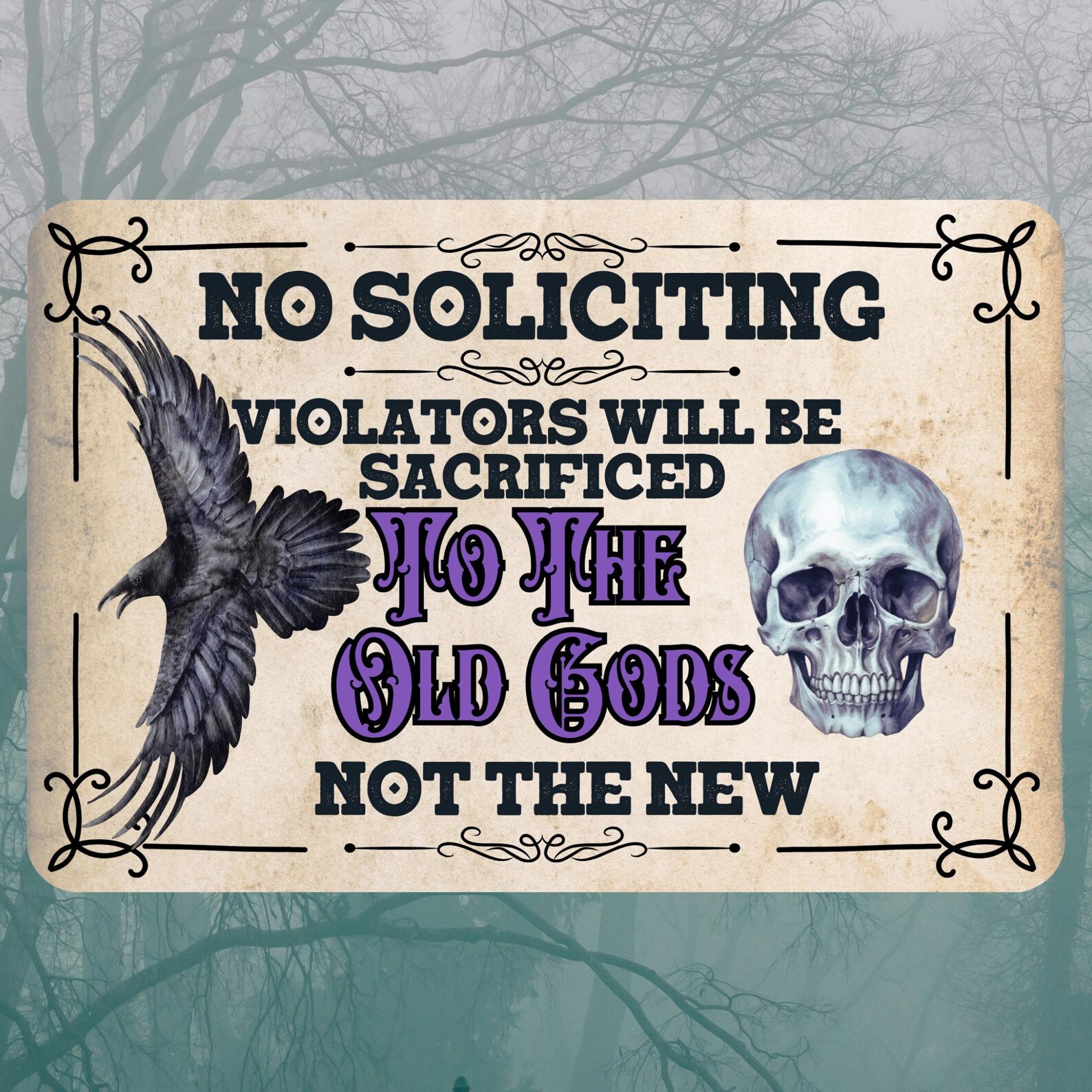 No Soliciting Metal Fantasy Sign Outdoor or Indoor, the Old Gods Art ...
