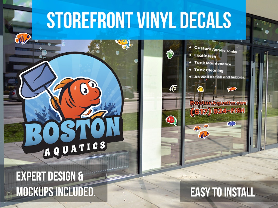 Premium Laminated Custom Printed Business Storefront Vinyl Decals, Any ...