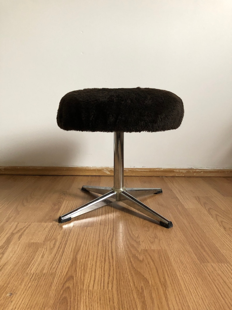 Mid Century Round Swivel Stool - Etsy