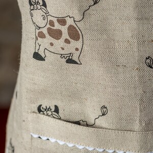 Cow Print Natural Linen Fabric Apron - Etsy