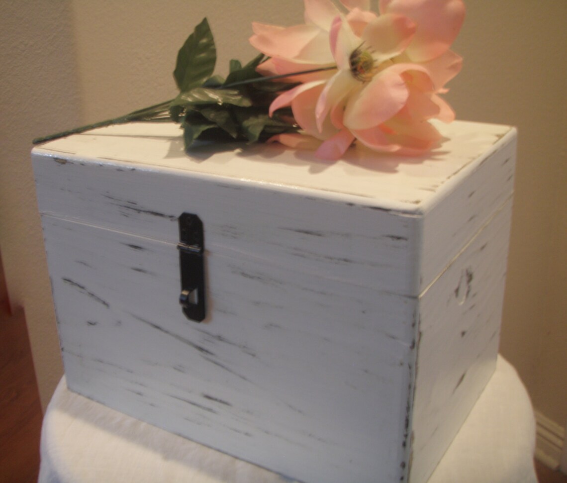 Beautiful White Rustic Wood Wedding Card Box. - Etsy