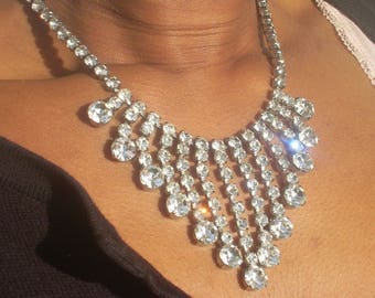 Rhinestone necklace | Etsy