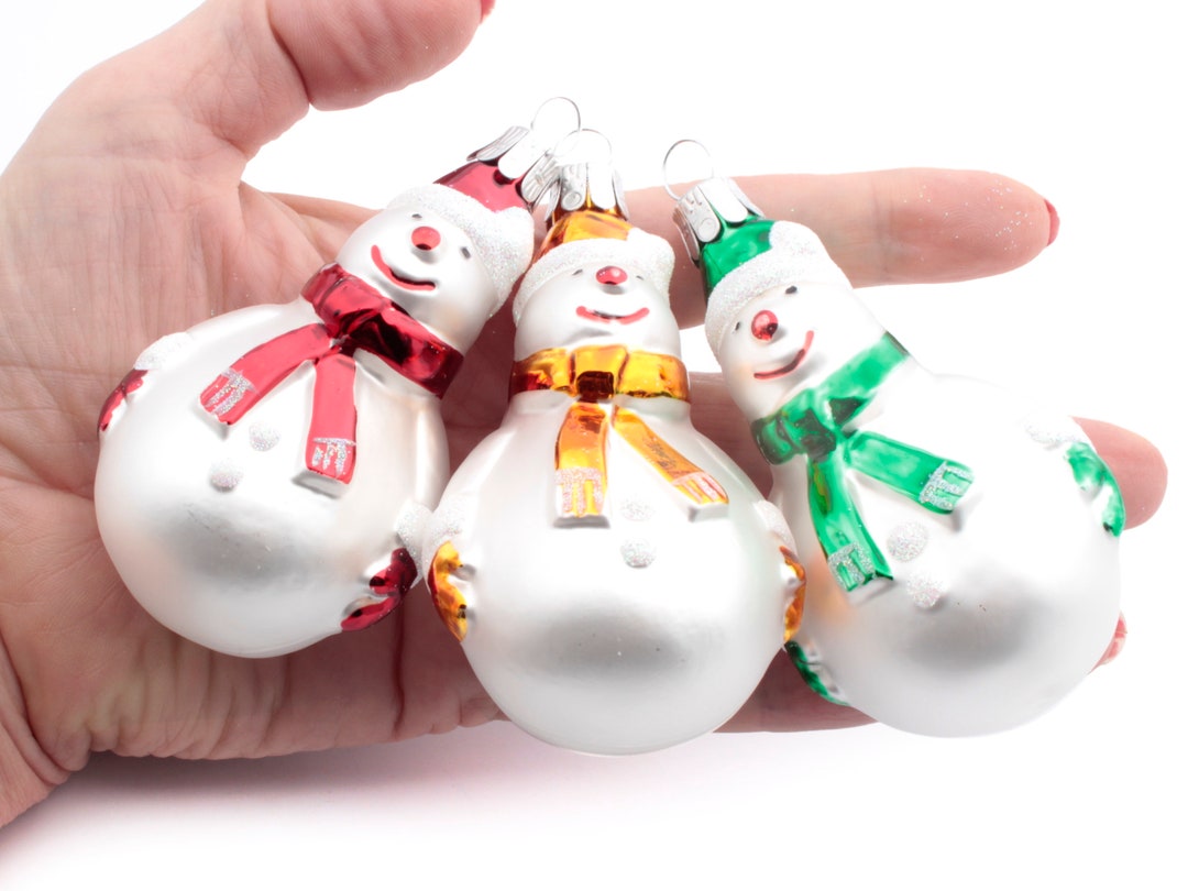 6 Blown Glass Snowman Christmas Tree Ornaments Hand Painted - Etsy