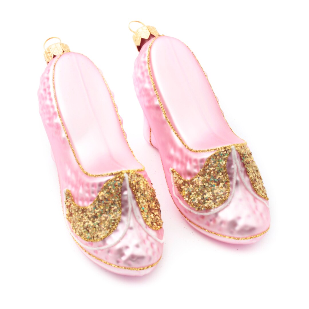 Pair Blown Glass Shoe High Heel Slipper Pink Christmas Ornaments - Etsy