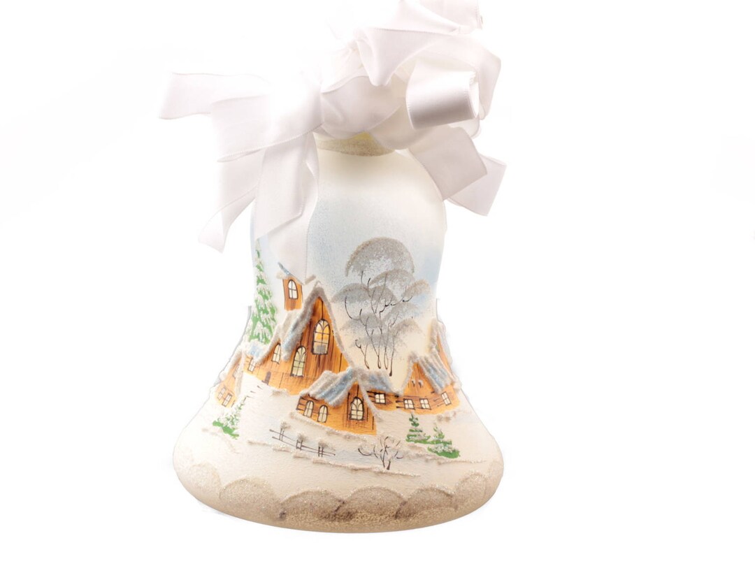 Large Glass Bell Electric Light Lamp Christmas Ornament Hand Painted - Etsy