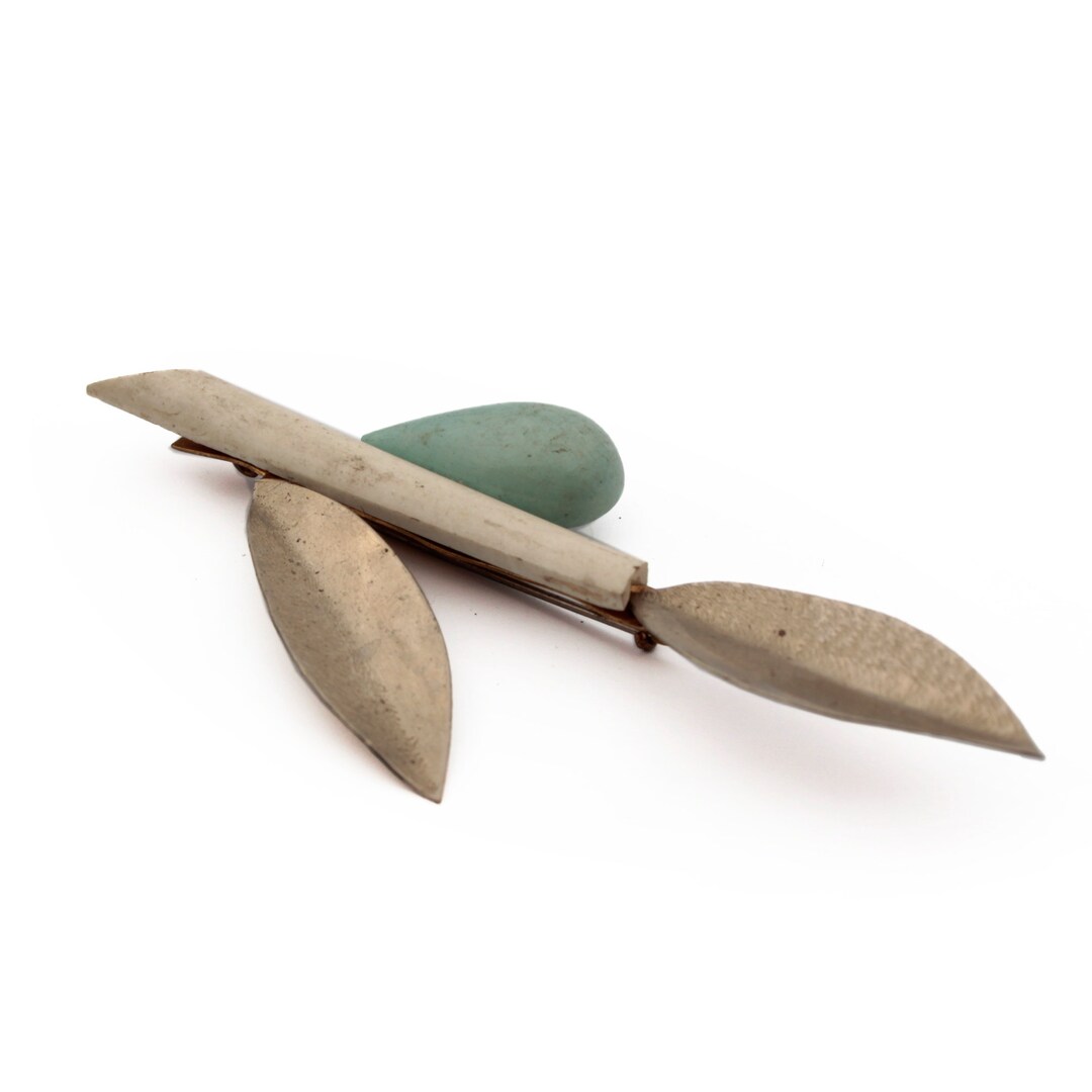 Rare Art Nouveau Celluloid Metal Arts and Crafts Leaf Pin Brooch - Etsy