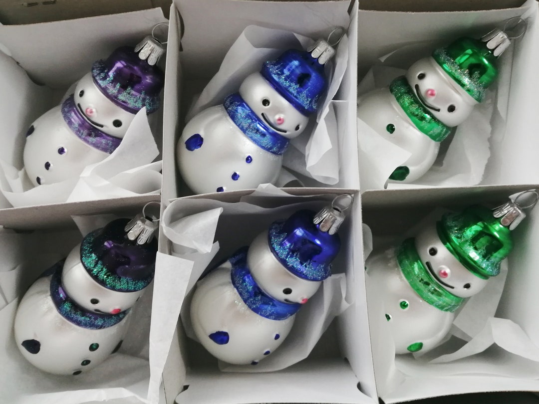 Czech Blown Glass Snowman Christmas Tree Ornament Choose Color One Only ...